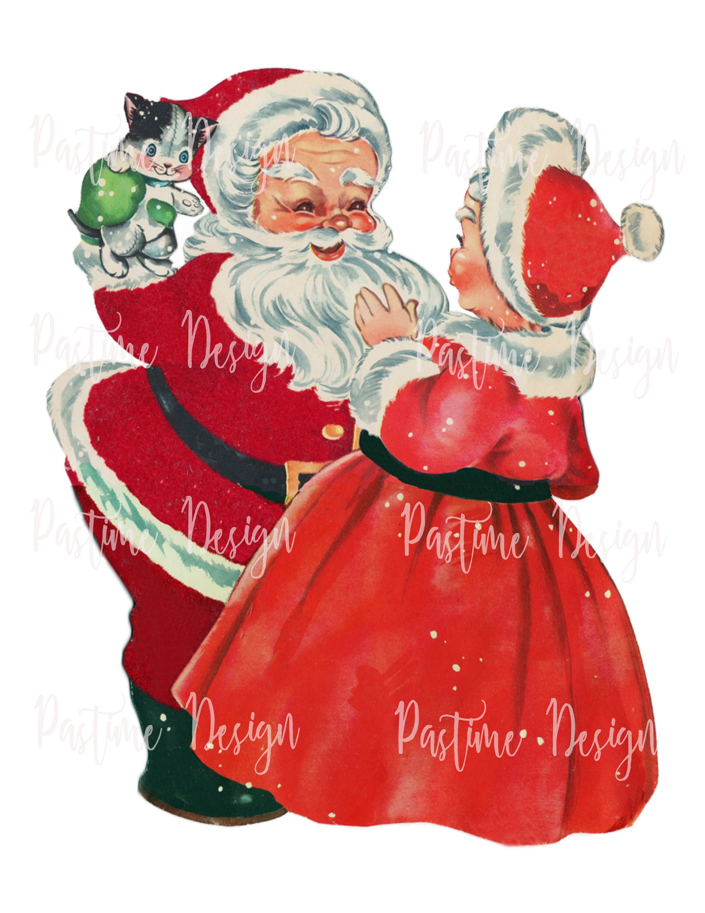 Vintage Santa and Mrs Claus Clip Art,santa and Mrs Claus Printable ...