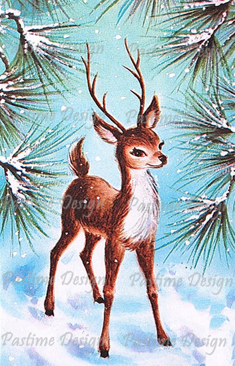 Vintage Reindeer Image Download,reindeer Clipart,reindeer Printable ...