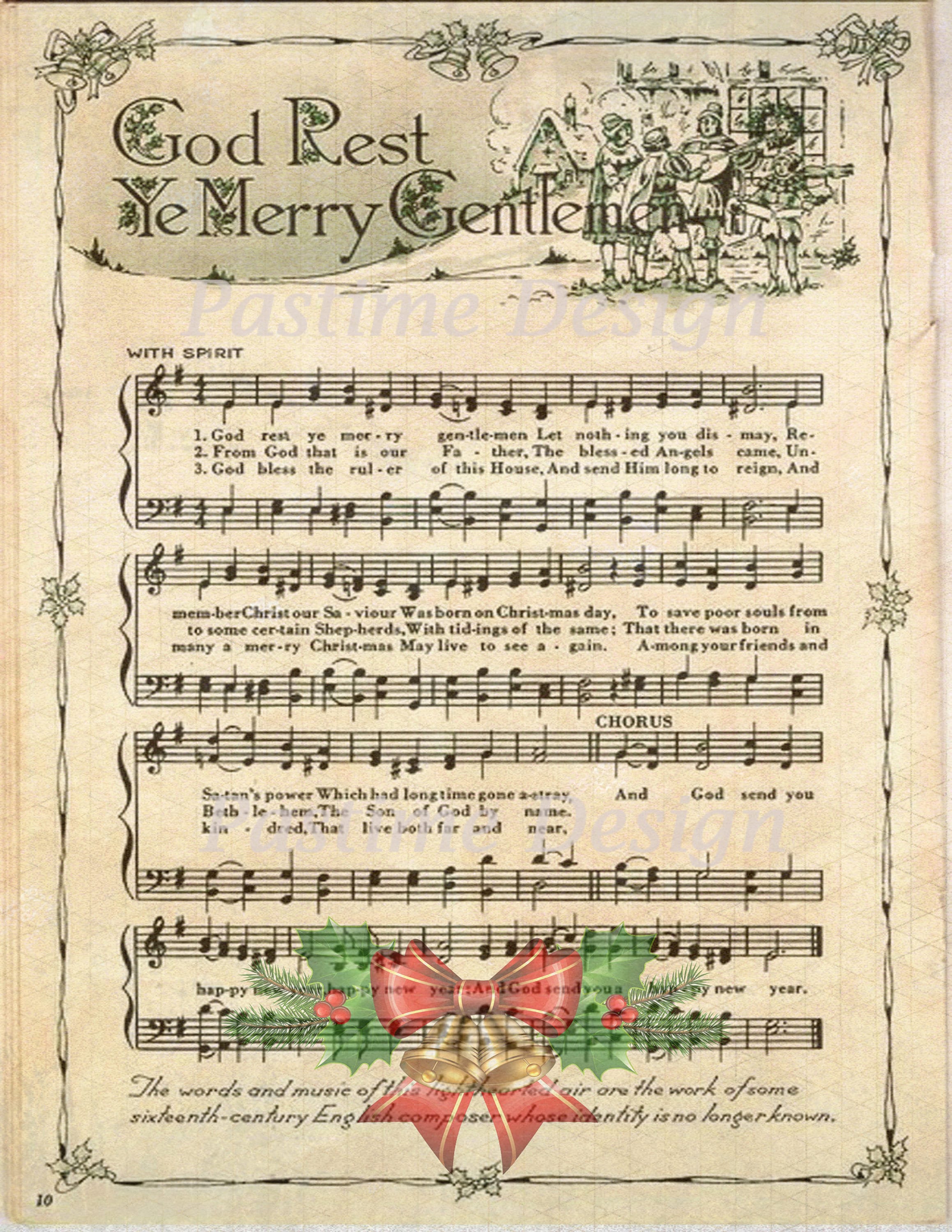 Vintage Christmas Carol Sheetsinstant Downloadfour Christmas - Etsy
