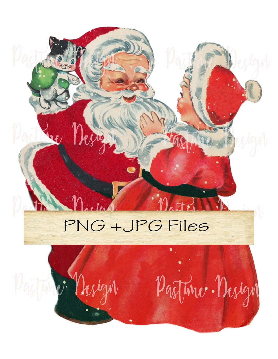 Vintage Santa and Mrs Claus Clip Art,santa and Mrs Claus Printable ...