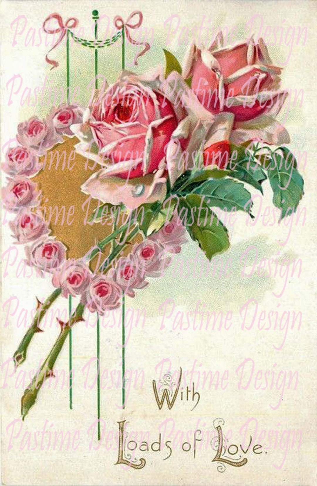 Vintage Valentine Download,valentine Clipart,heart and Roses Printable ...