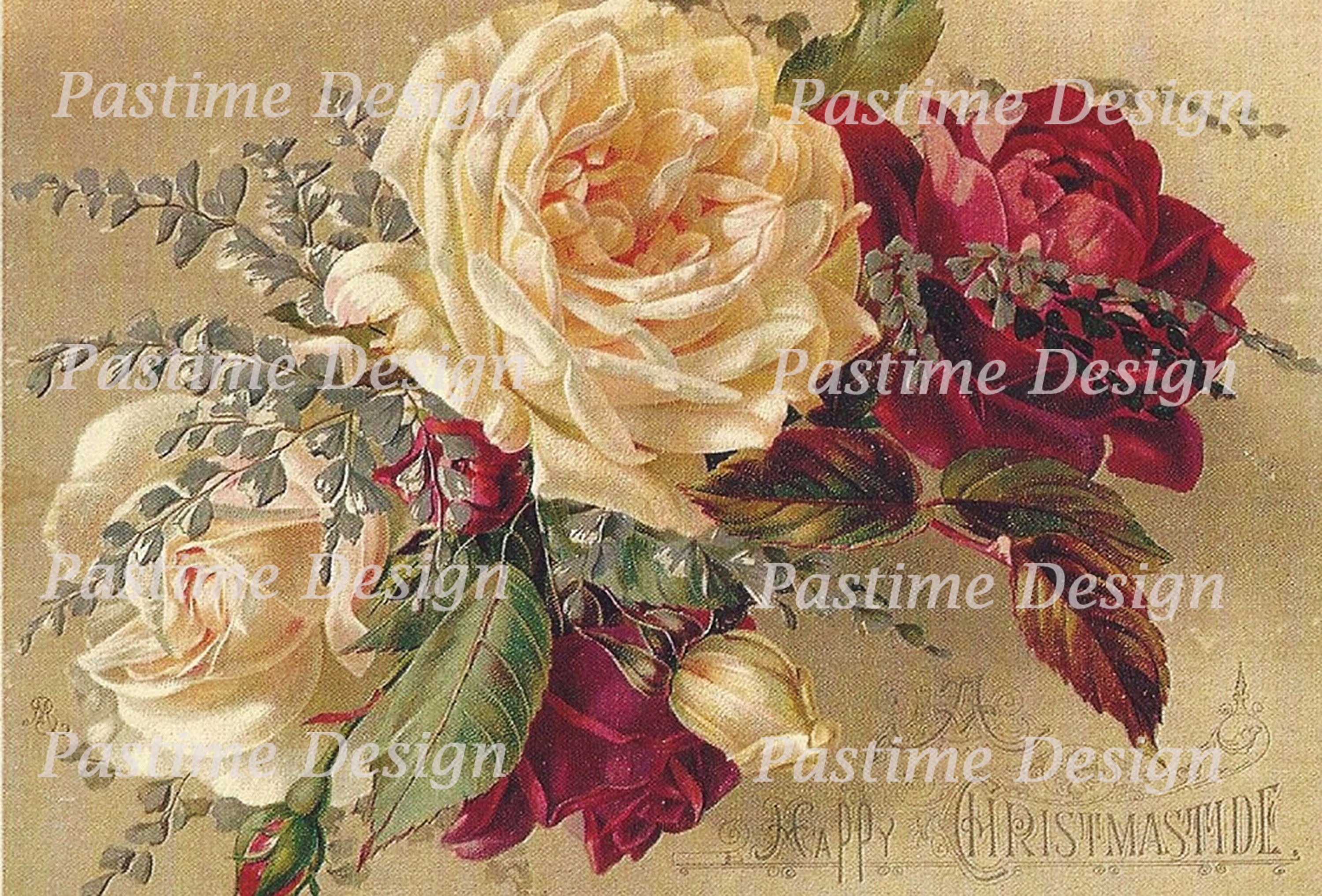 Vintage Christmas Roses,vintage Christmas Card,printable Victorian ...