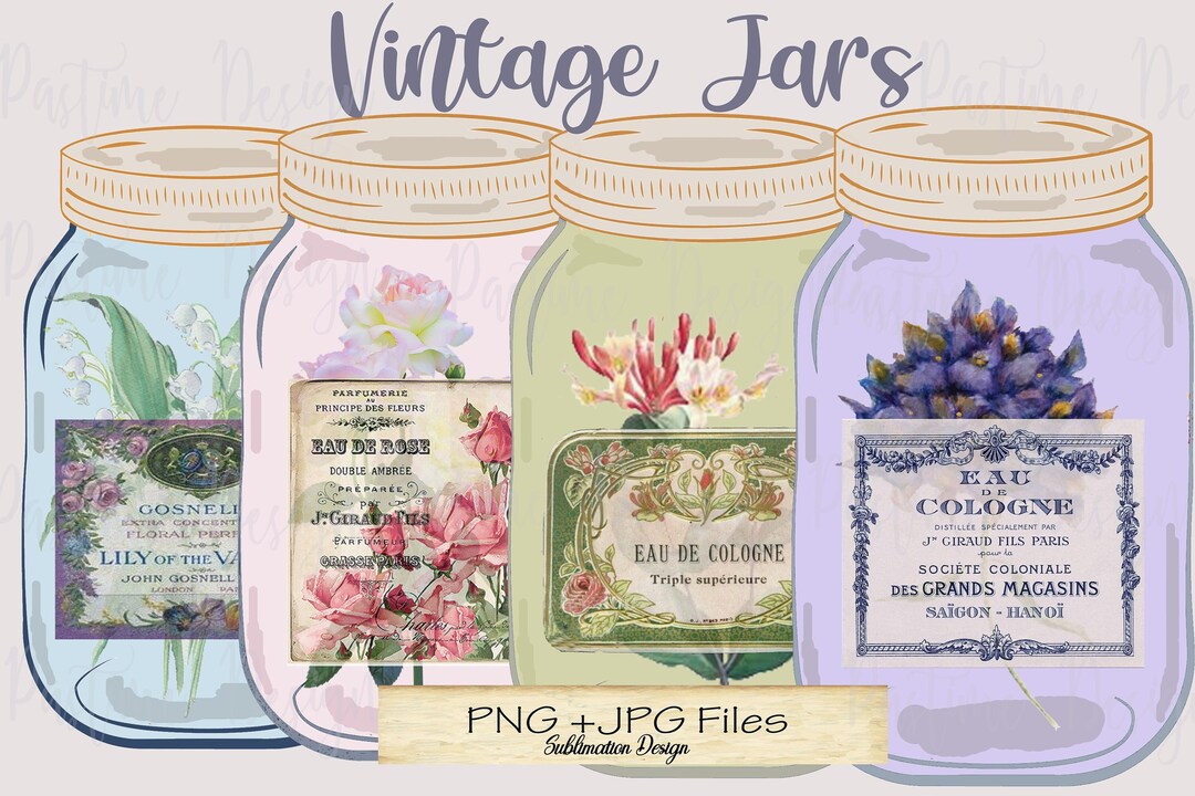 Vintage Mason Jar Clip Art,vintage Jar Pngs,instant Download,vintage ...