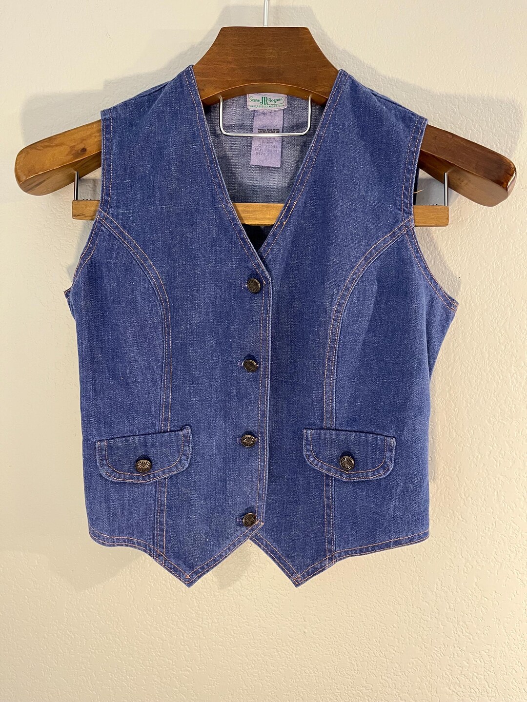 Sears JR Bazaar 70s Sears Roebuck Vintage 100% Cotton Denim Jean Vest ...