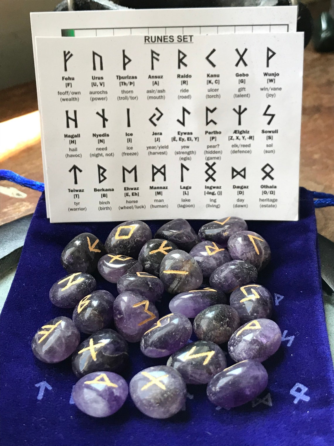 Rune Crystal Set Engraved Runes Choose Clear Quartz | Etsy