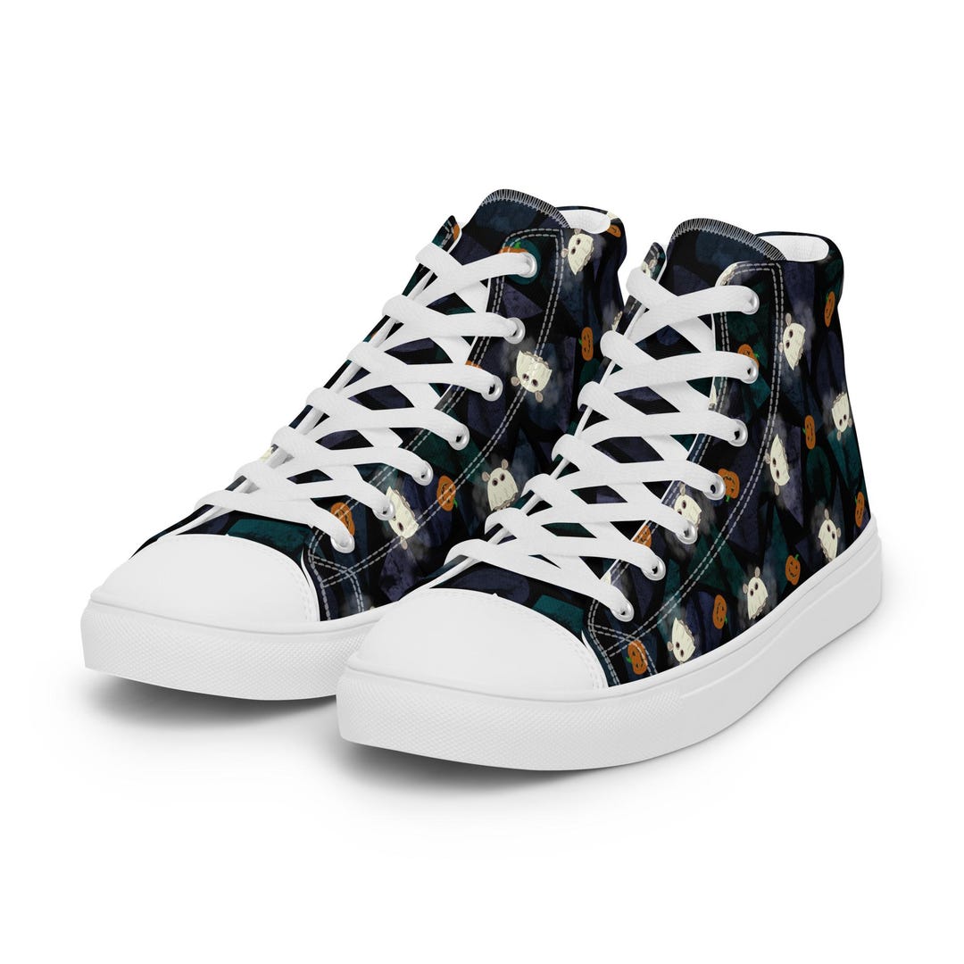 Cheeky Chins • Chinchilla • Halloween Ghost • Men’s High Top Canvas ...