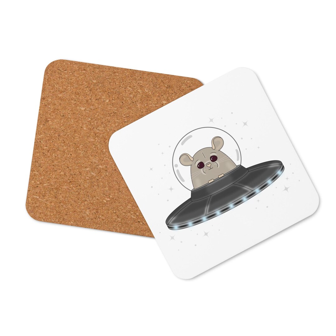 Cheeky Chins • Chinchilla • Space Chin • Cork-back Coaster - Etsy