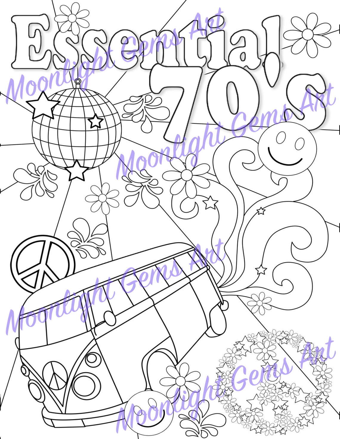 Essential 70's Colouring Page Poster - Etsy