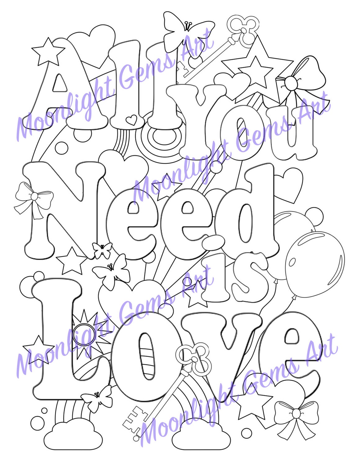 All You Need is Love Colouring Page Poster - Etsy