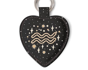 Leather Aquarius Keychain - Etsy