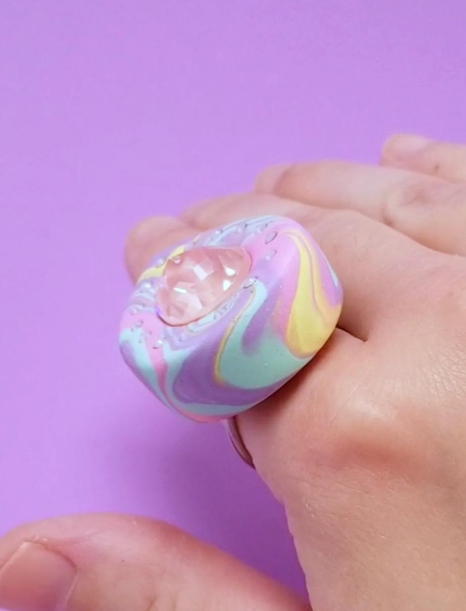 Pink Magical Girl Pastel Crystal Statement Cocktail Ring - Etsy