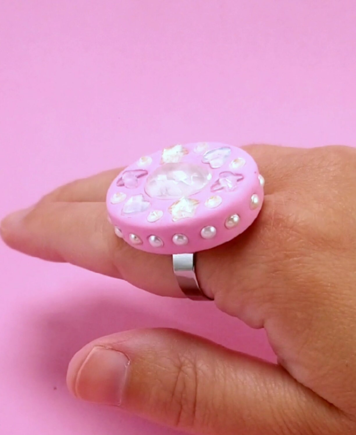 Pink Magical Girl Pastel Crystal Statement Cocktail Ring - Etsy