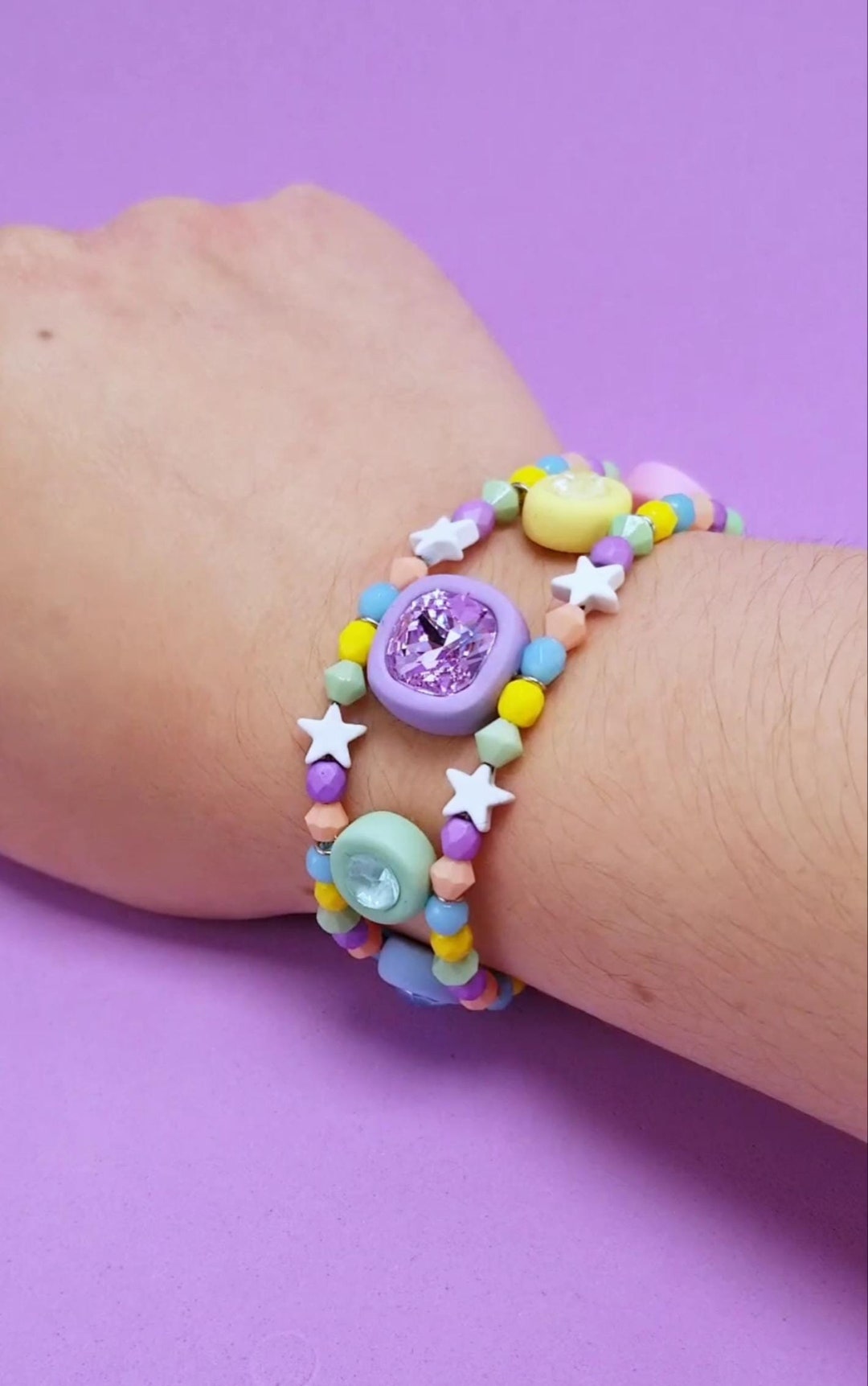 Pastel Kawaii Harajuku Crystal Kandi Bracelet - Etsy