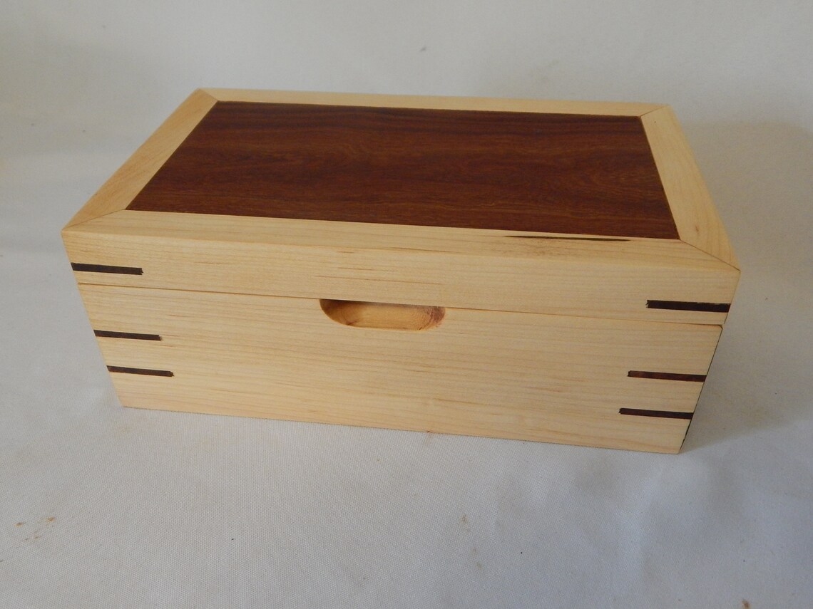 Maple Keepsake Storage Box With Jarrah Top Panel - Etsy