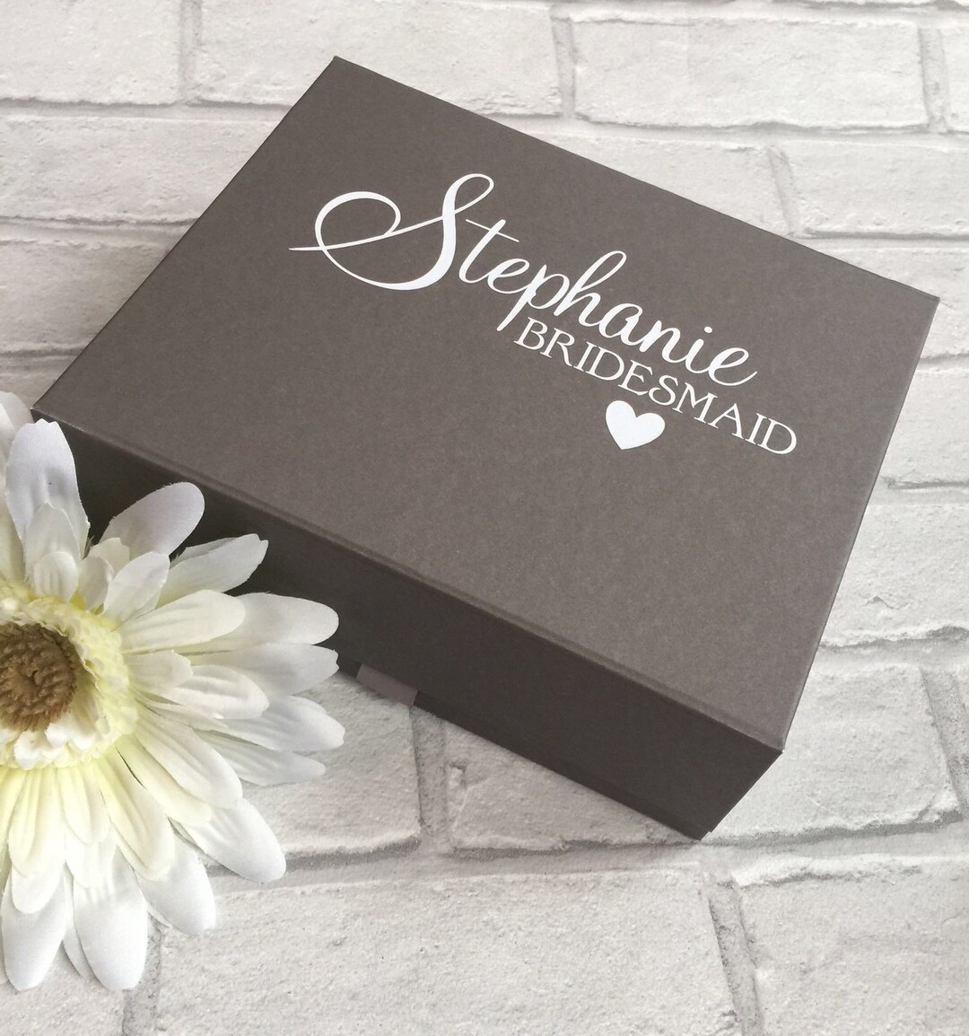 Personalised Grey Bridal Party Giftbox, Wedding Party Gift Box, Flower ...
