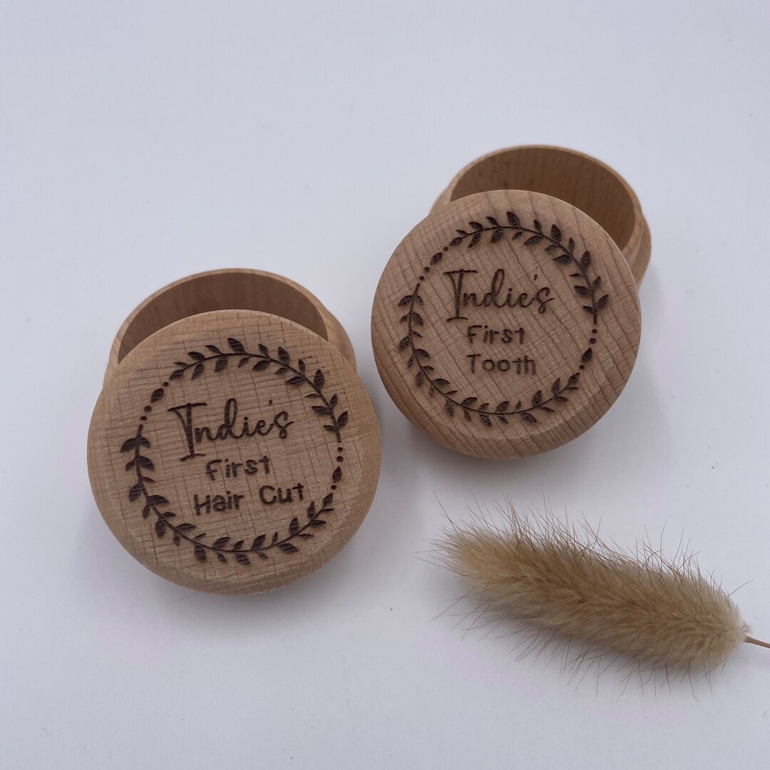 Personalised Wooden First Tooth & First Hair Cut Keepsake Box, Tooth ...