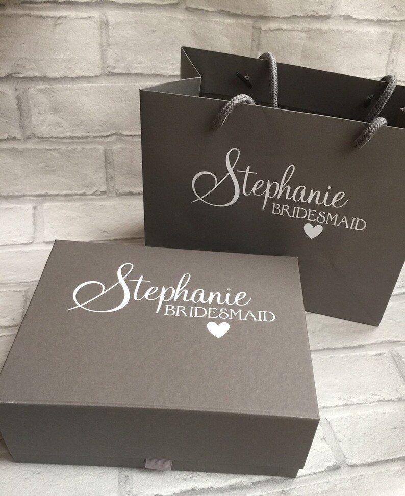 Personalised Grey Bridal Party Giftbox, Wedding Party Gift Box, Flower ...