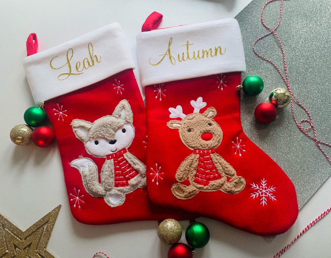 Personalised Christmas Stockings, Kids Woodland Design Stocking ...