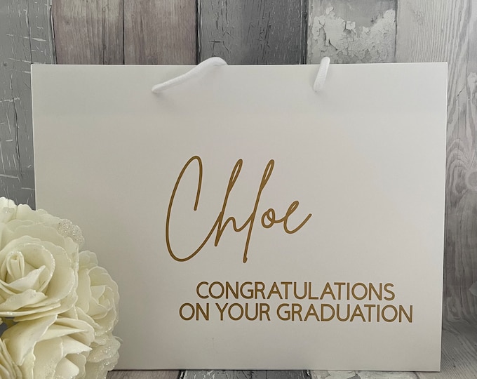 Graduation Gift Bag, Personalized Graduation Favor, Cap and Gown Gift ...