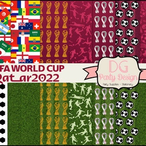 World Cup Qatar 2022 Digital Paper and FREE CLIPART! Soccer Digital ...