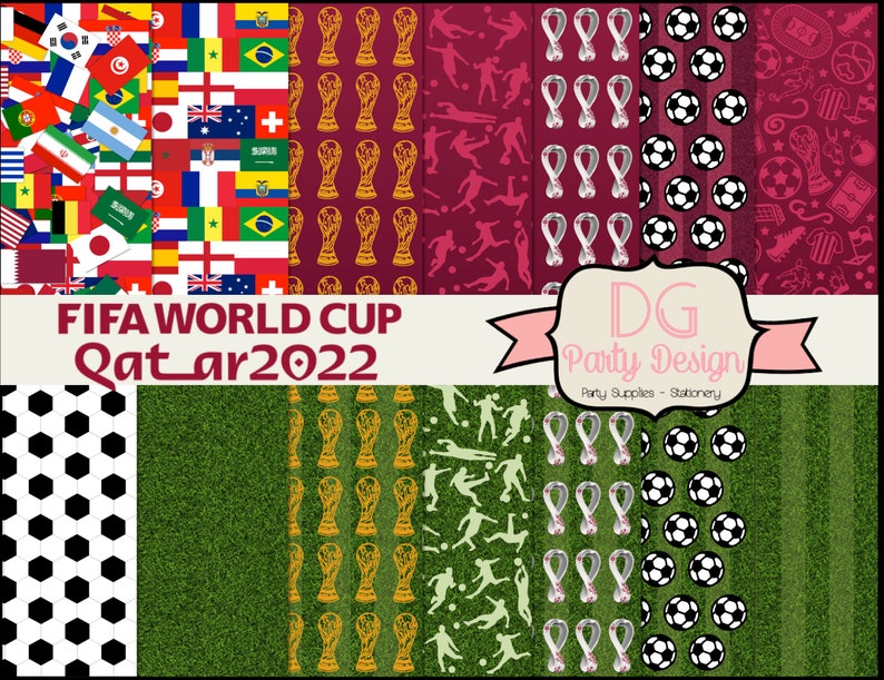 World Cup Qatar 2022 Digital Paper and FREE CLIPART! Soccer Digital ...