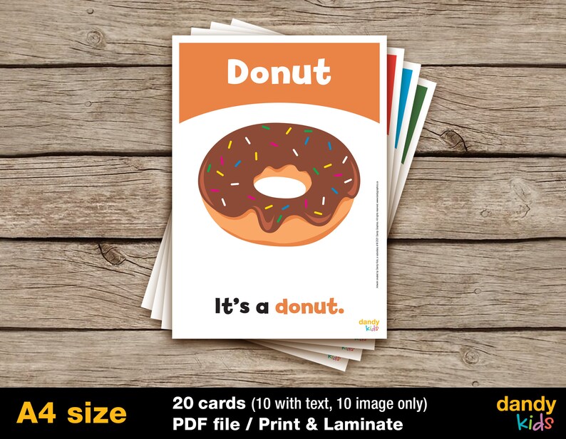 Set of 12 / Yummy Snacks Flashcards / Teaching English / - Etsy