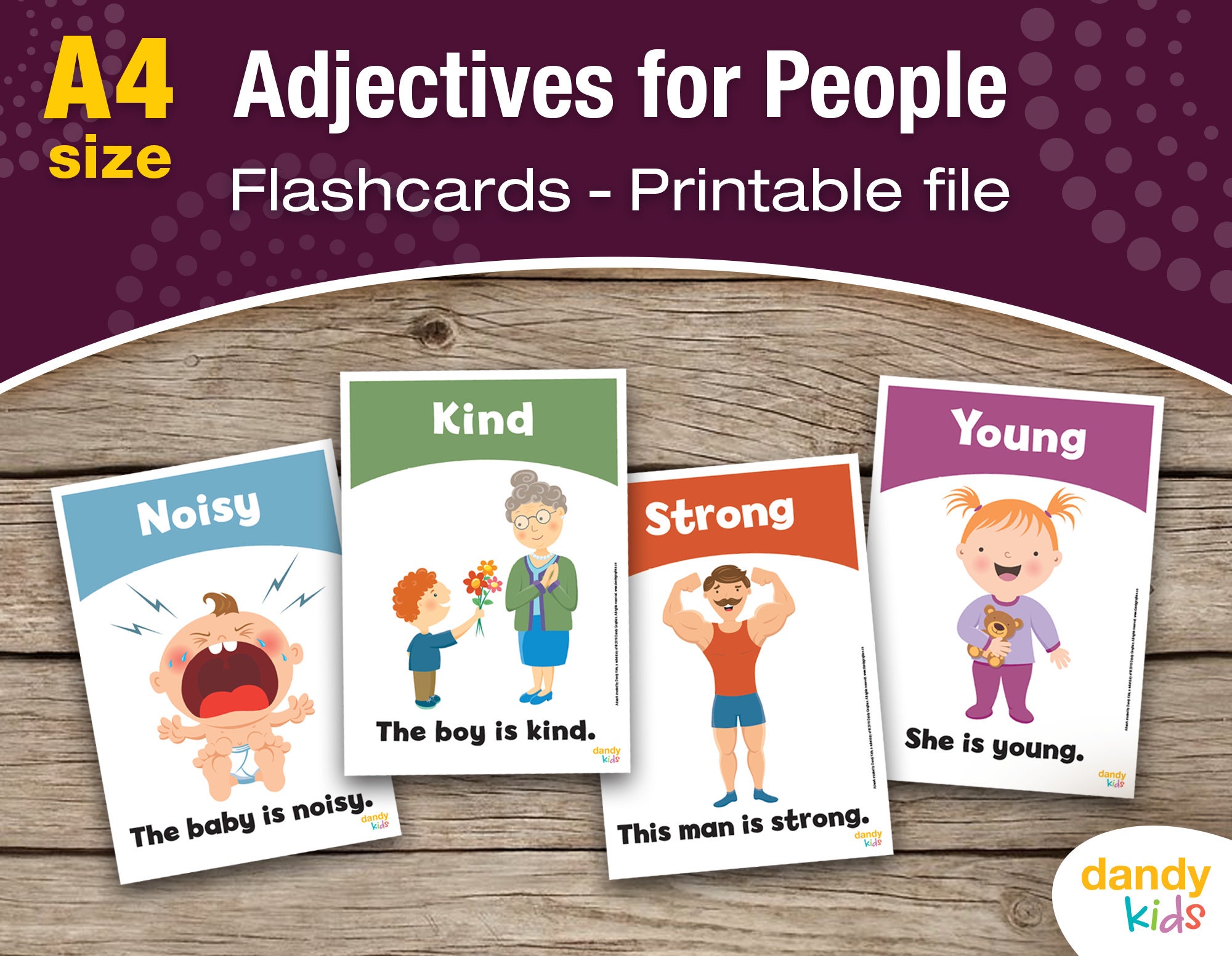 Adjectives for People Flashcards / A4 / Printable Flashcards / - Etsy ...