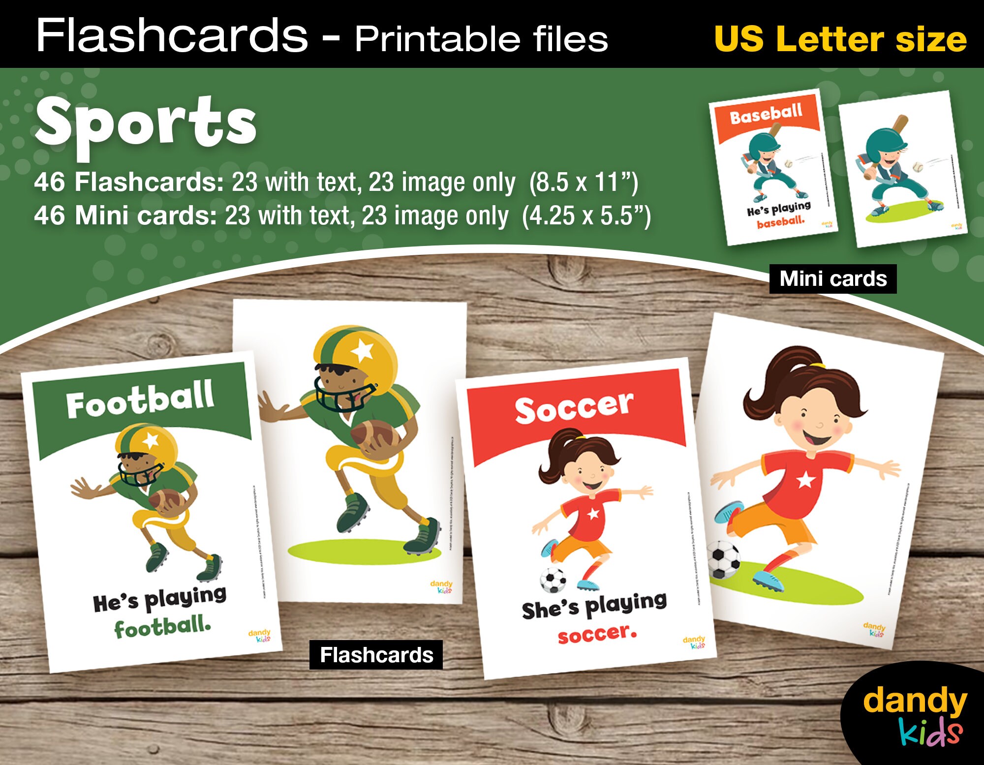 Sports Flashcards / Sports / Printable Flashcards / Set of 23 | Etsy