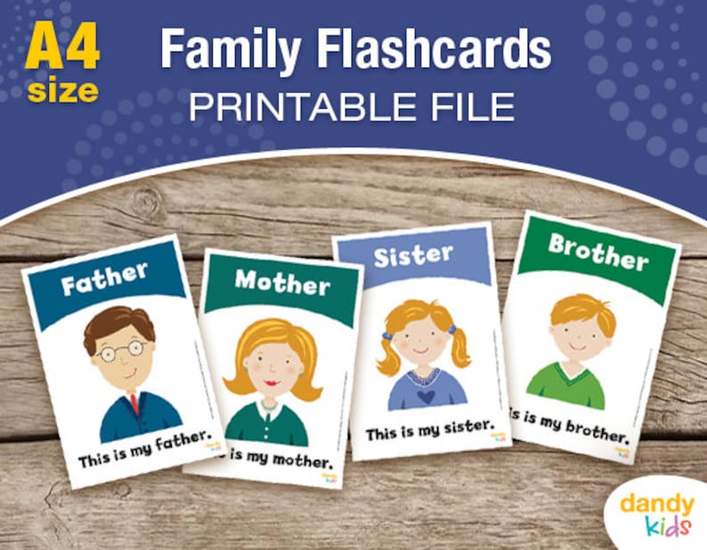 Family Members Flashcards / A4 / Printable Flashcards / Set of - Etsy ...