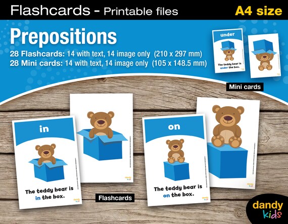 Preposition Flashcards / Prepositions / A4 / Printable | Etsy