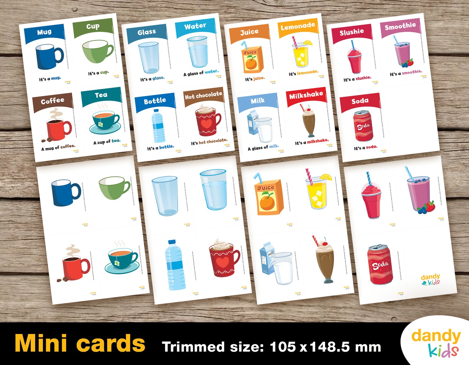 Drinks Glassware Flashcards / Drinks / A4 / Printable Flashcards / Set ...