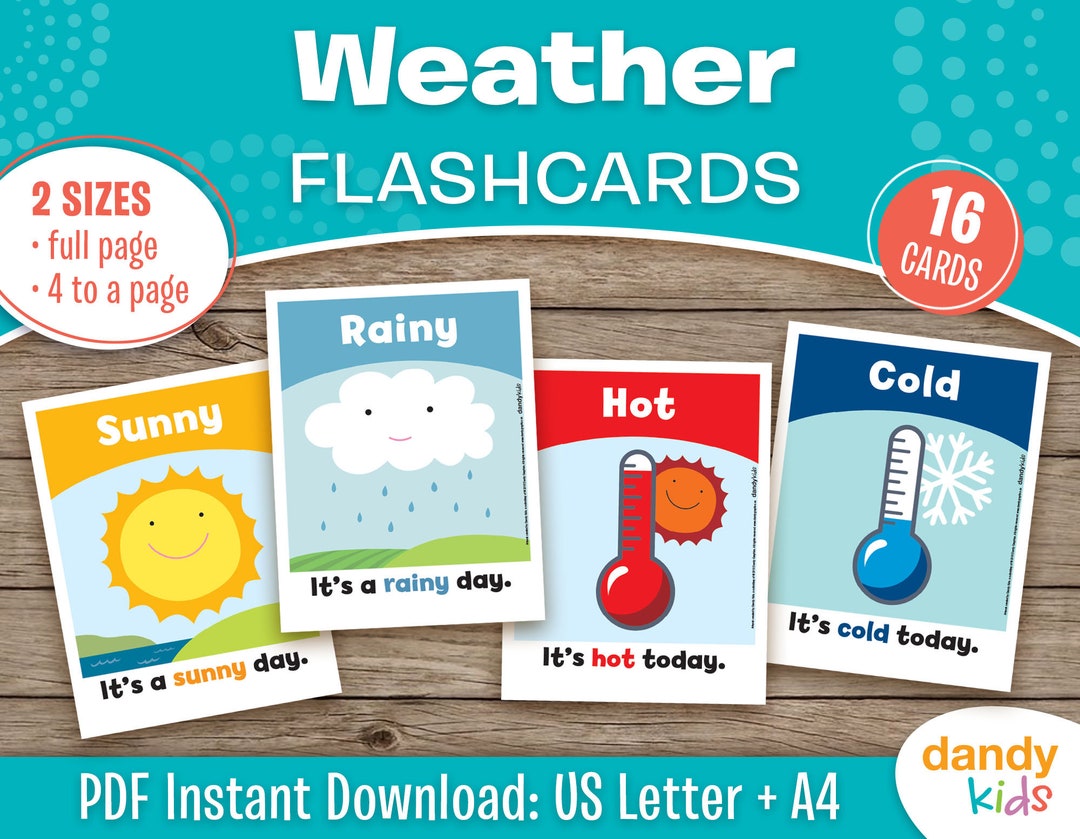 Weather Flashcards, Printable Weather Flashcards, Homeschool Activity ...