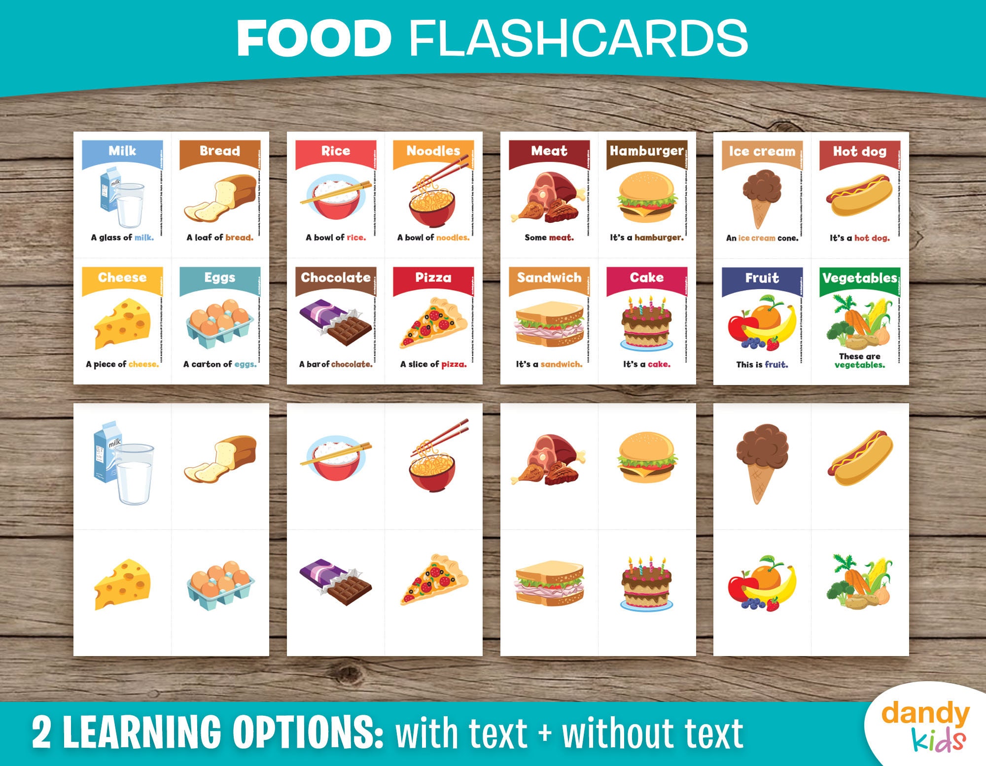 Food Flashcards, Printable Food Flashcards, Homeschool Activity ...