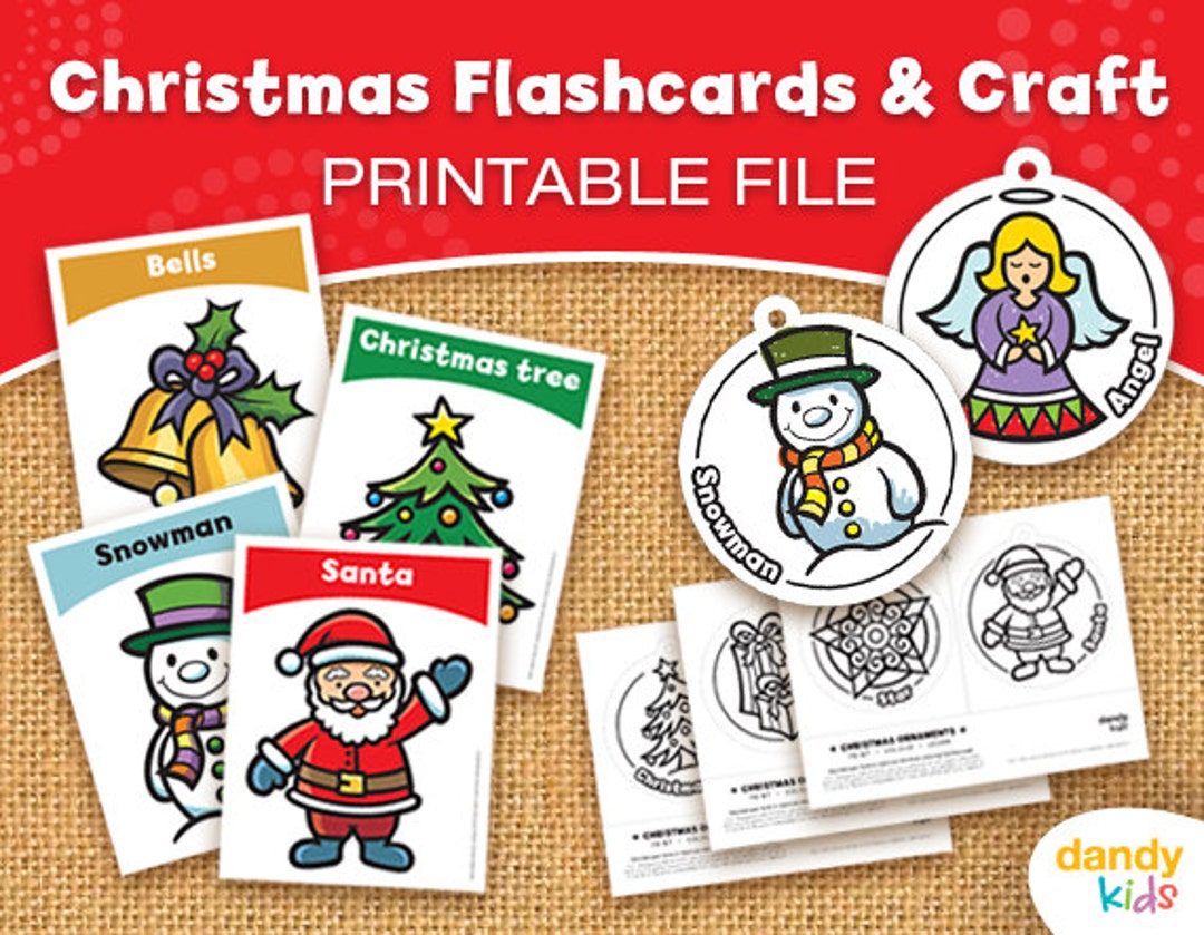 Christmas Flashcards and Craft / Printable / Set of 12 / Educational ...