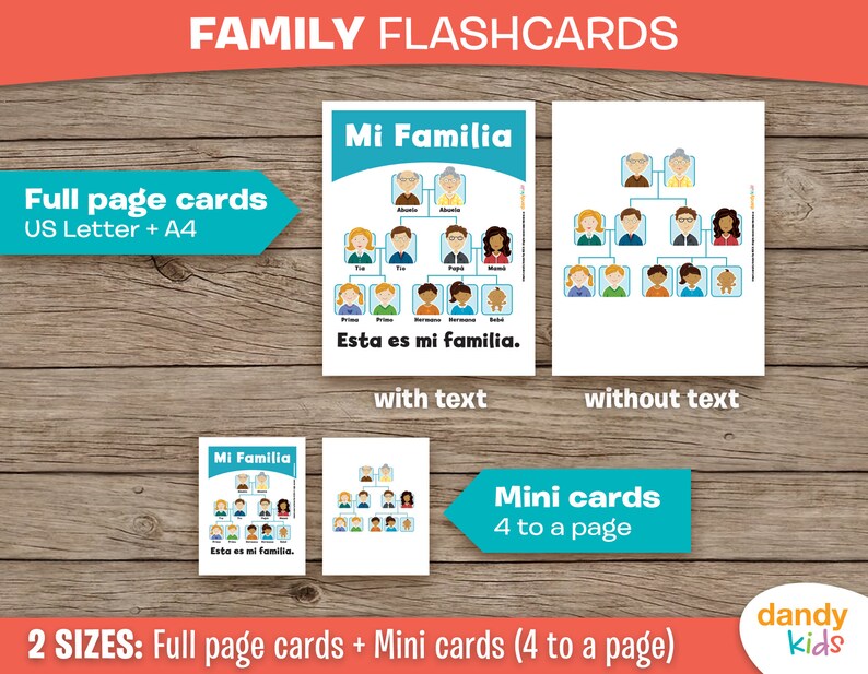 SPANISH Family Flashcards, Printable Spanish Family Flashcards, Familia ...