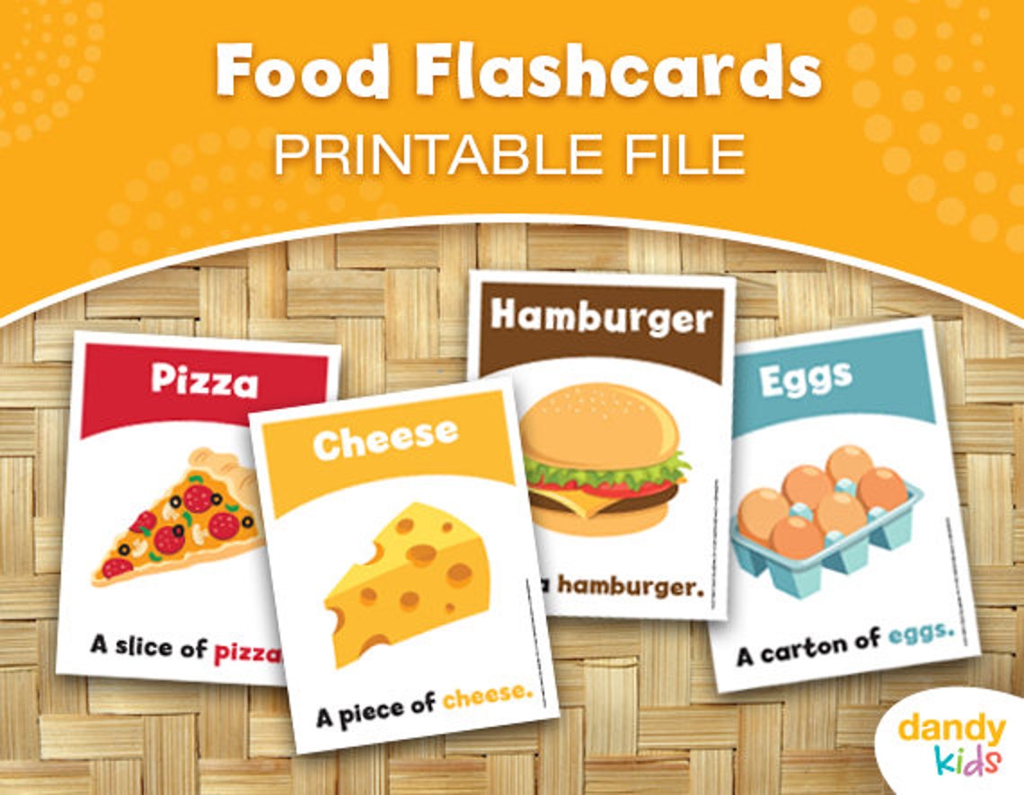 Food Printable Flashcards With Real Food Food Flashcards
