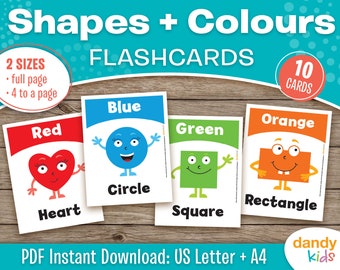 Colorful Shapes Printable Flashcards Instant Download 3-D Shapes Basic ...