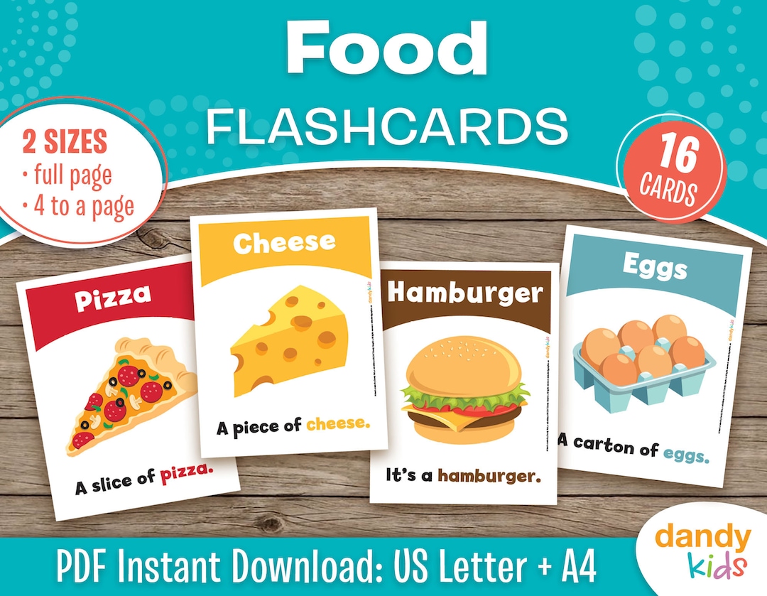 Food Flashcards, Printable Food Flashcards, Homeschool Activity ...