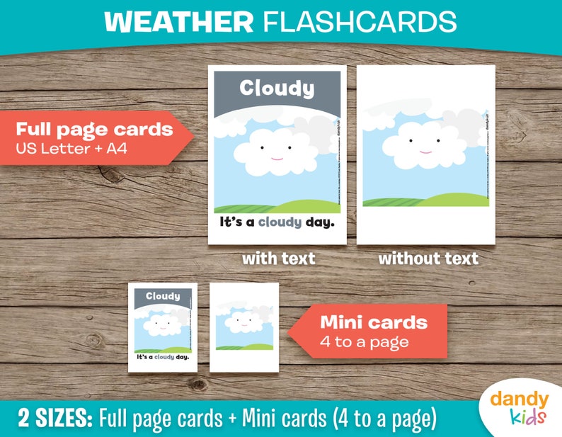 Weather Flashcards Printable Weather Flashcards Homeschool - Etsy