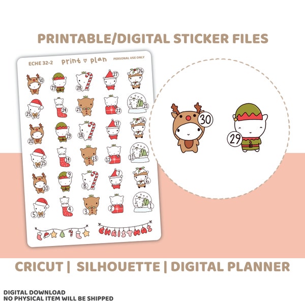 Christmas Countdown Stickers - Etsy