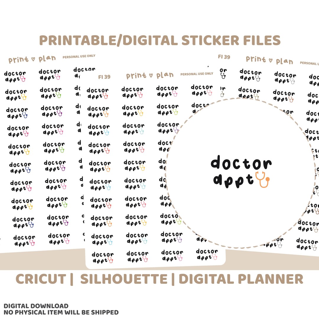 Doctor Appt Printable Stickers | Digital Planner Sticker Download | Cut ...