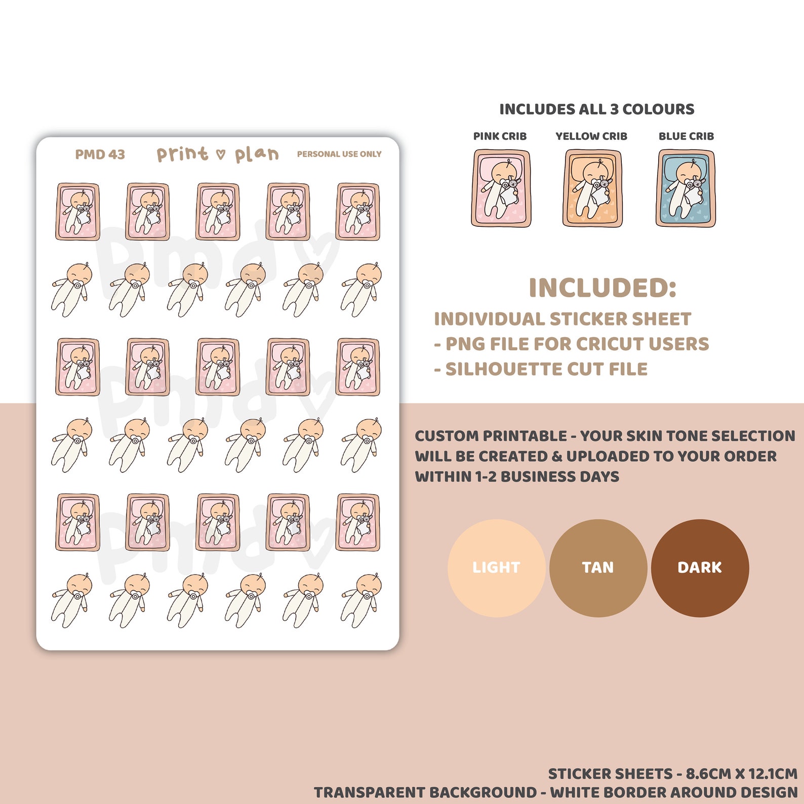 Baby Printable PMD People Stickers | Digital Planner Sticker Download ...