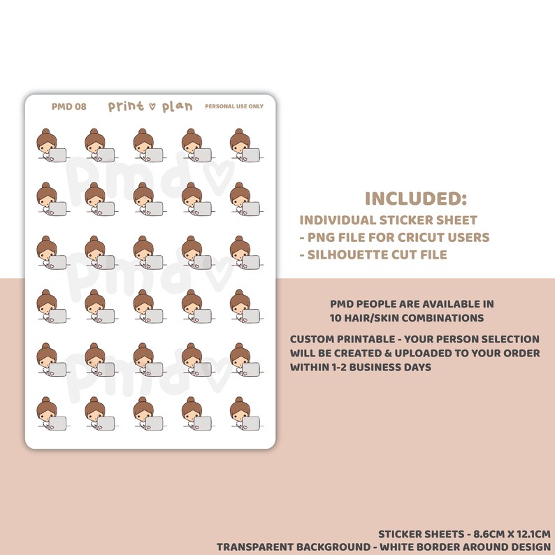 Laptop Printable PMD People Stickers | Digital Planner Sticker Download ...