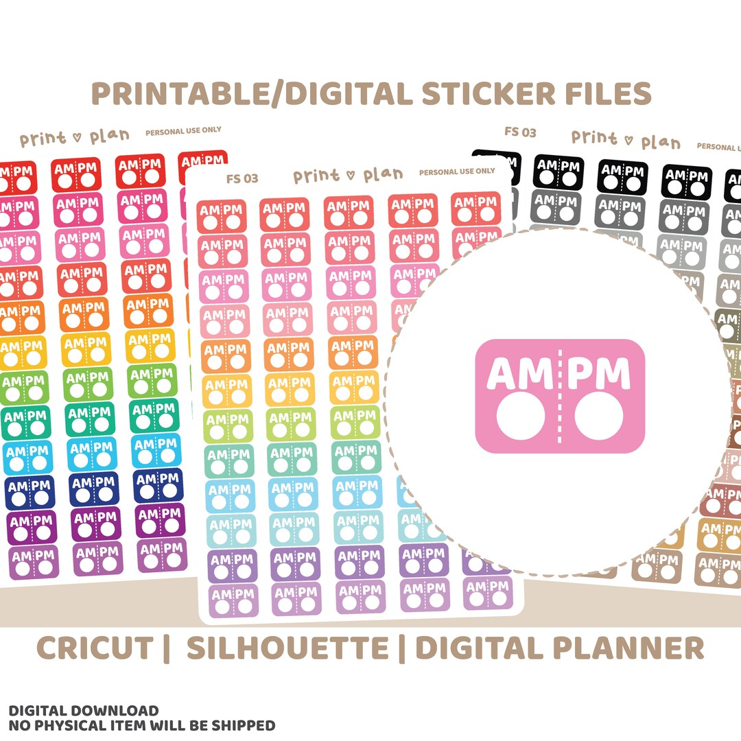 AM/PM Reminder Printable Stickers | Digital Planner Sticker Download ...
