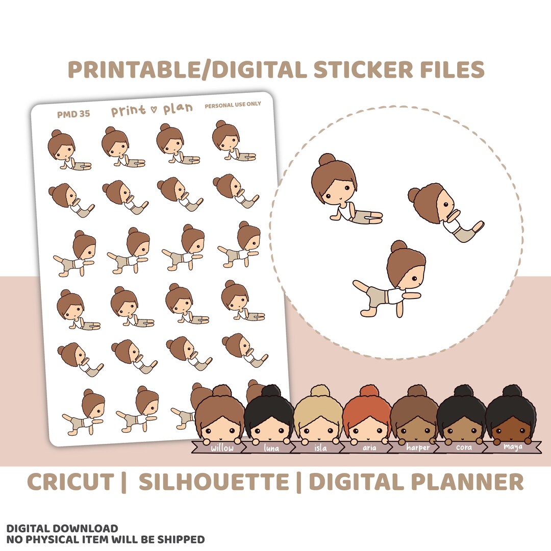 Pilates Printable PMD People Stickers Digital Planner Sticker Download ...