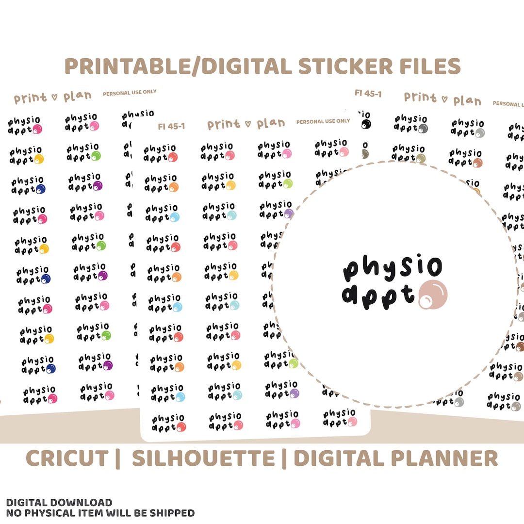 Physio Appt Printable Stickers | Digital Planner Sticker Download | Cut ...