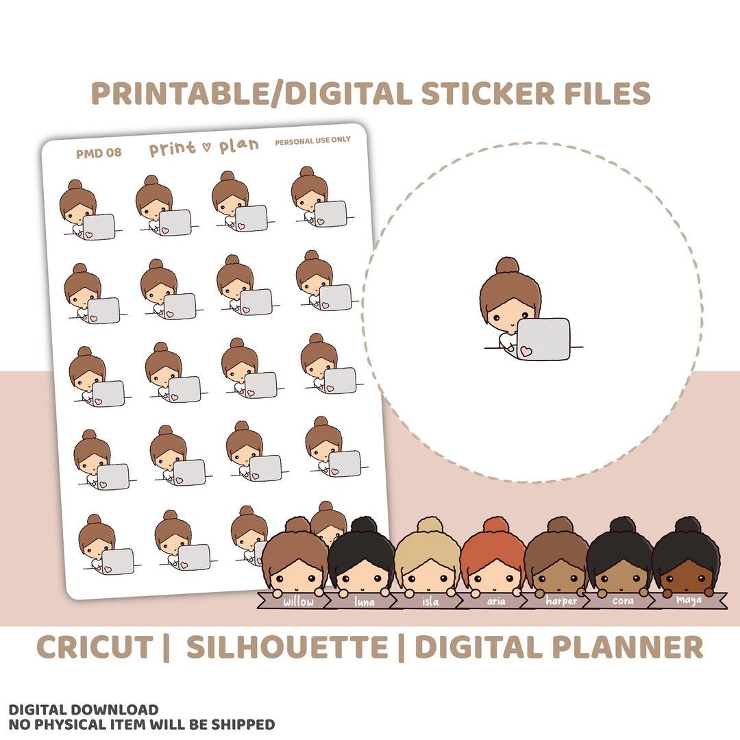 Laptop Printable PMD People Stickers Digital Planner Sticker Download ...