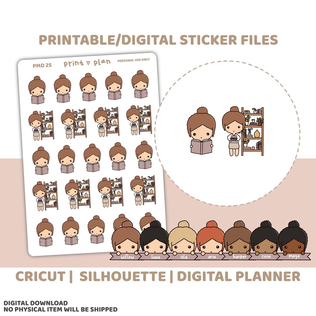 Reading Printable PMD People Stickers Digital Planner Sticker Download ...
