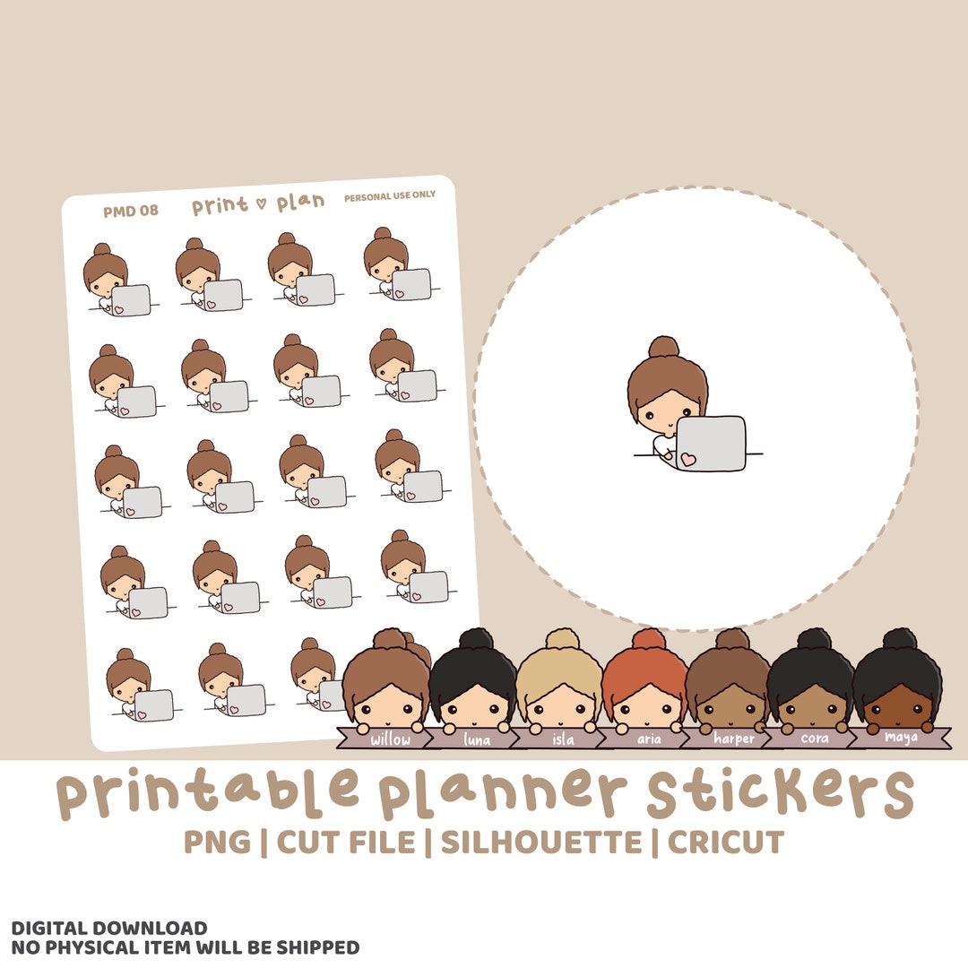 Laptop Printable PMD People Stickers Digital Planner Sticker Download ...