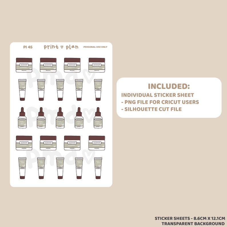 Skin Care Printable Stickers Digital Planner Sticker - Etsy